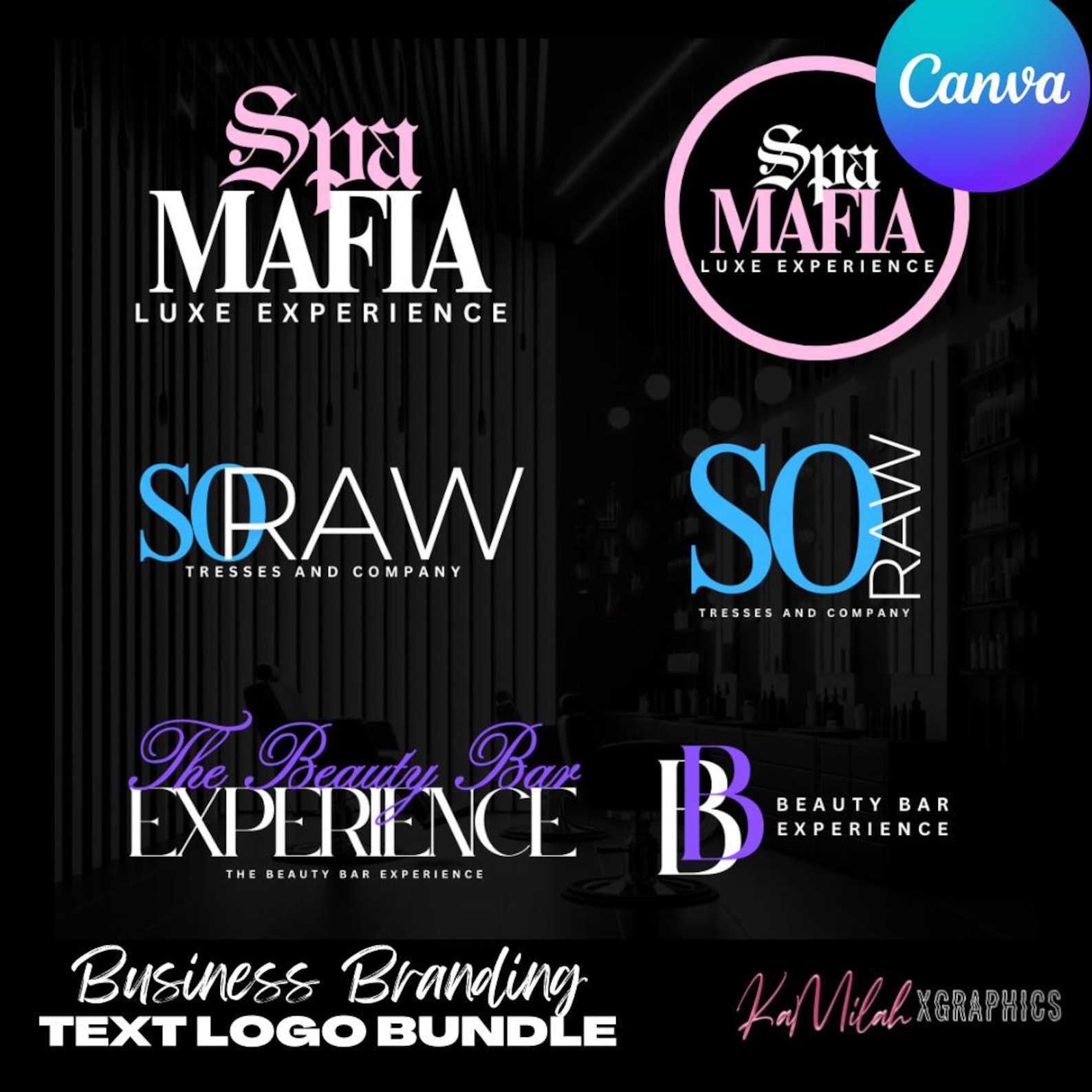 Custom Text Logo Bundle, Luxury Logo Design, Business Branding, Beauty ...