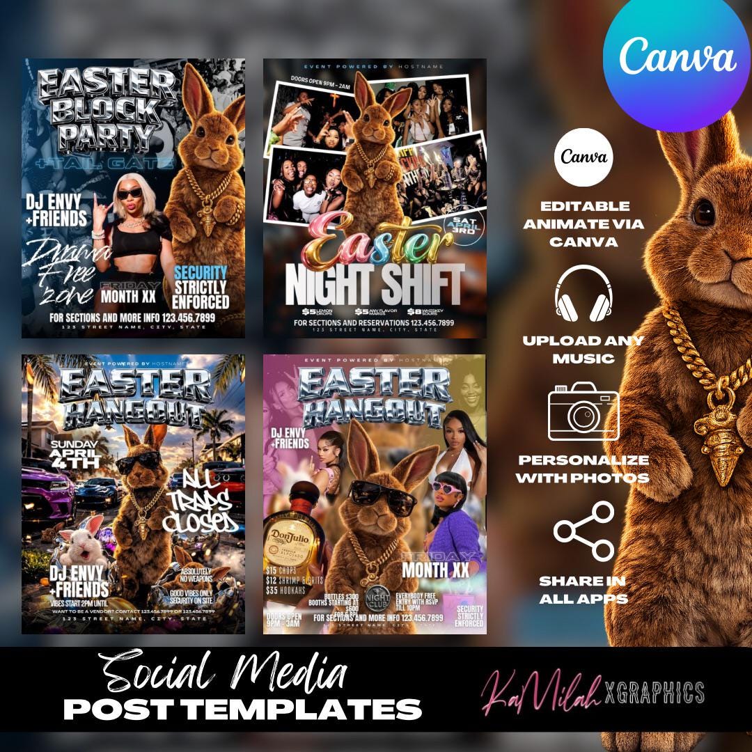 Editable Easter Flyer Template, Spring Fling, Block Party, Hangout ...