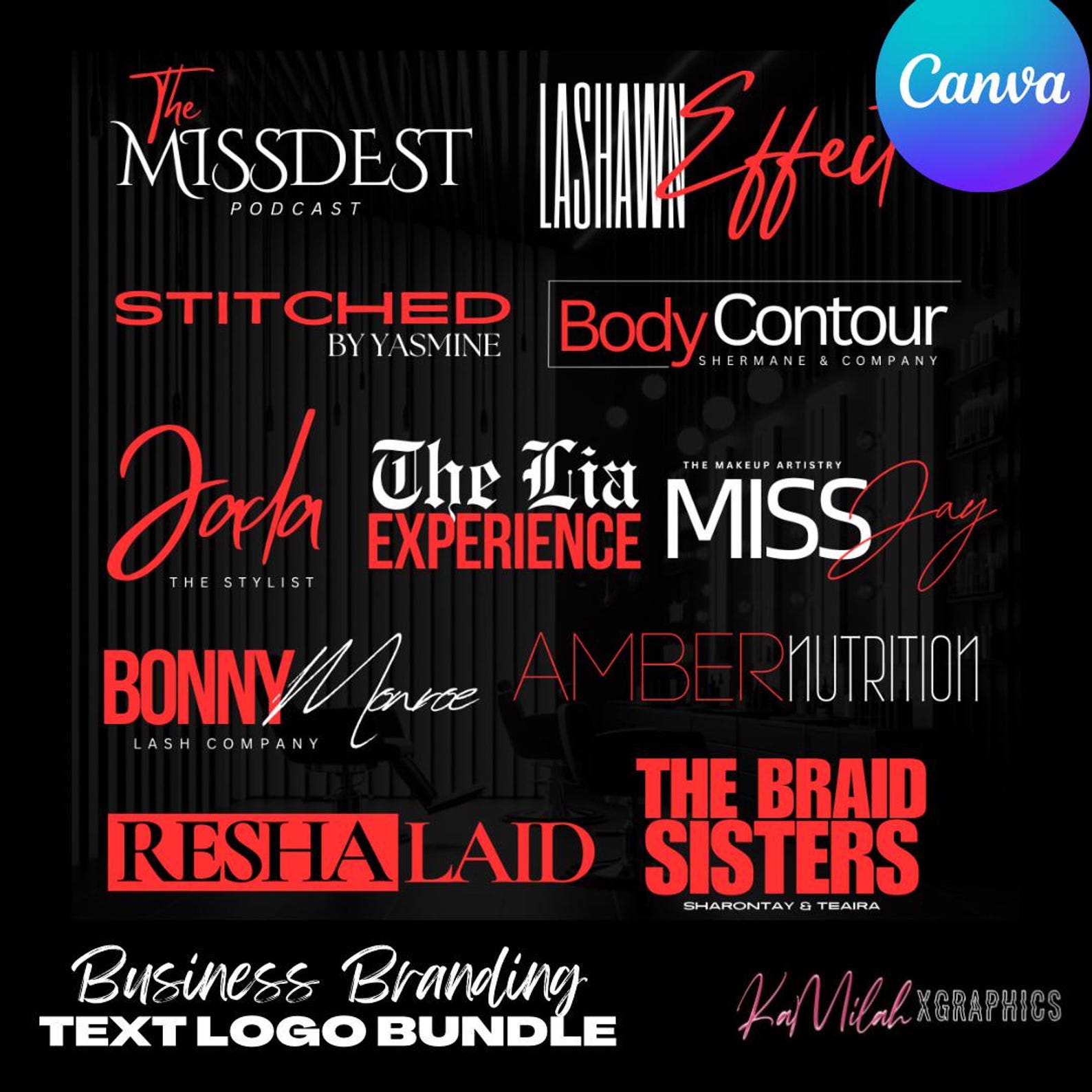 Luxury Text Logo Bundle, Business Branding, Canva Editable Logo - Etsy