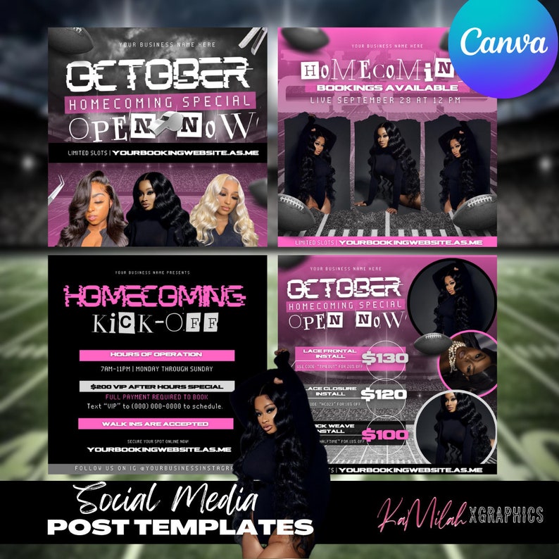 Homecoming Social Media Flyer Bundle, Editable Canva Template - Etsy