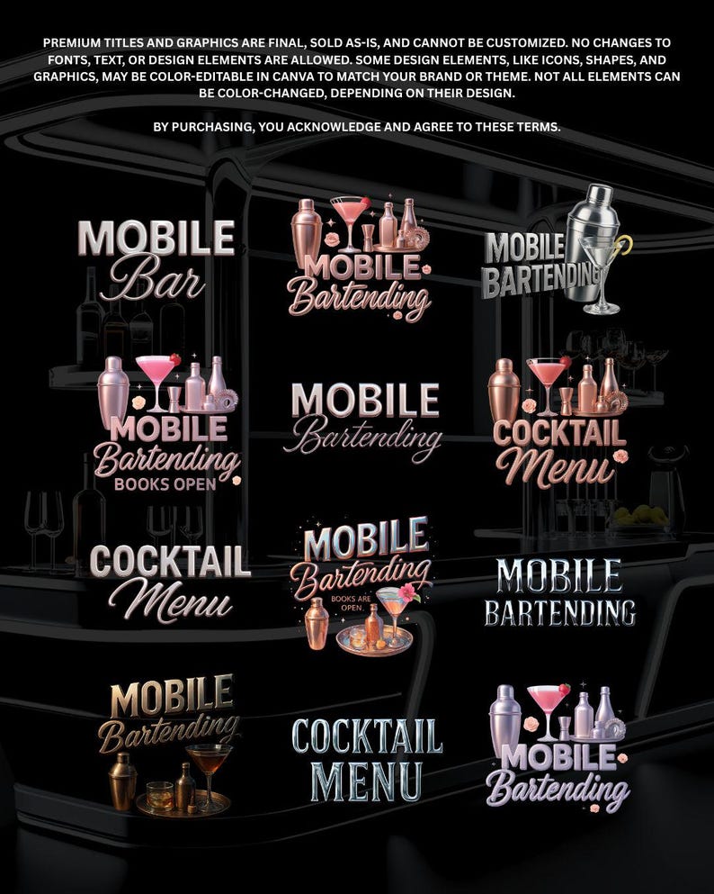 Mobile Bartending Flyer Templates, Event Promotion (canva Editable) - Etsy