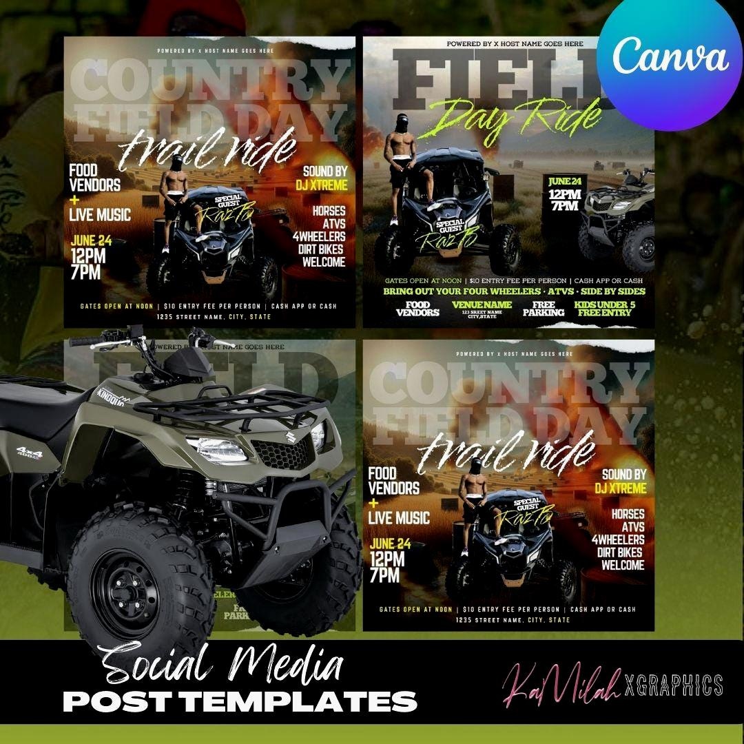Trail Ride Flyer Template, ATV Party, Western Party (canva Editable) - Etsy