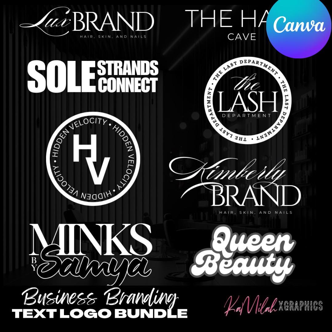 Custom Text Logo Bundle, Luxury Logo Design, Business Branding, Beauty ...