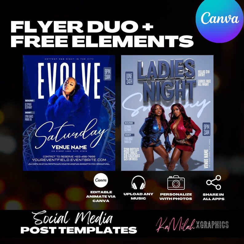 Editable Ladies Night Flyer Templates, Canva Event Flyers (digital ...