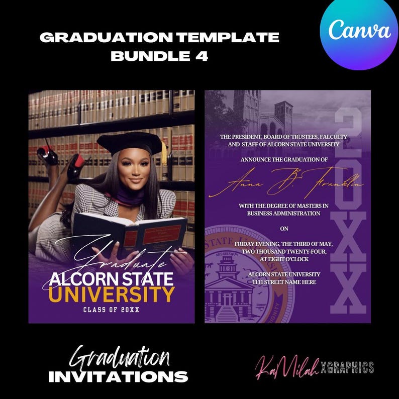 Graduation Party Invitation Flyer, Canva Template - Etsy