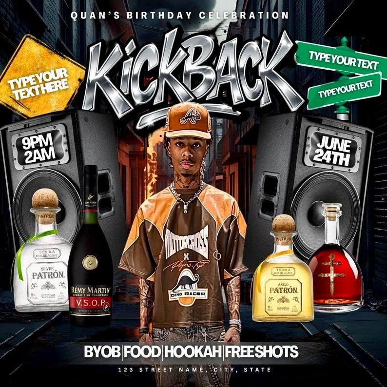 Kickback & Block Party Flyer Templates, Editable Canva (digital ...