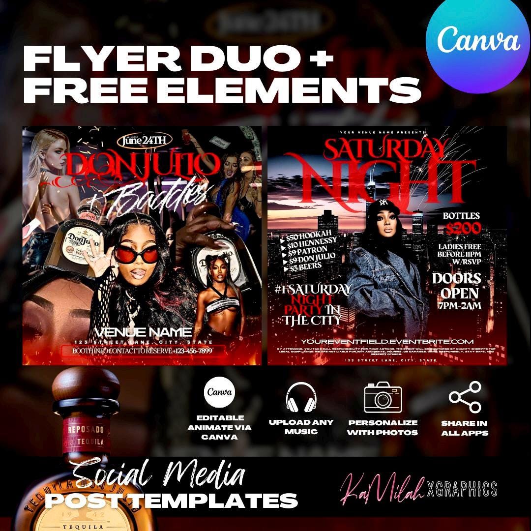 Editable Party Flyer Templates, Ladies Night, Canva (digital Download ...