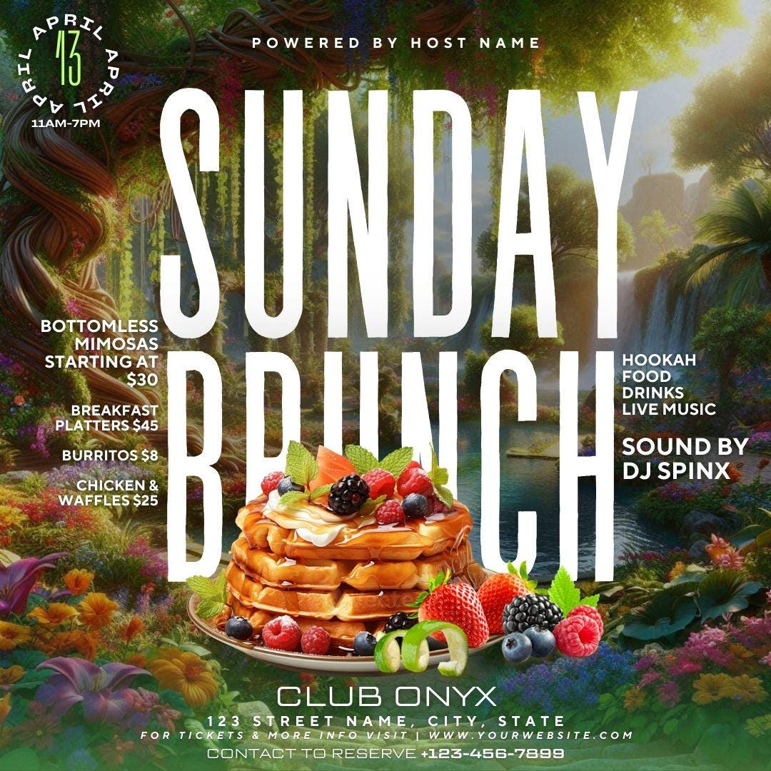 Brunch Flyer Template, Day Party, Club Event (canva Editable) - Etsy