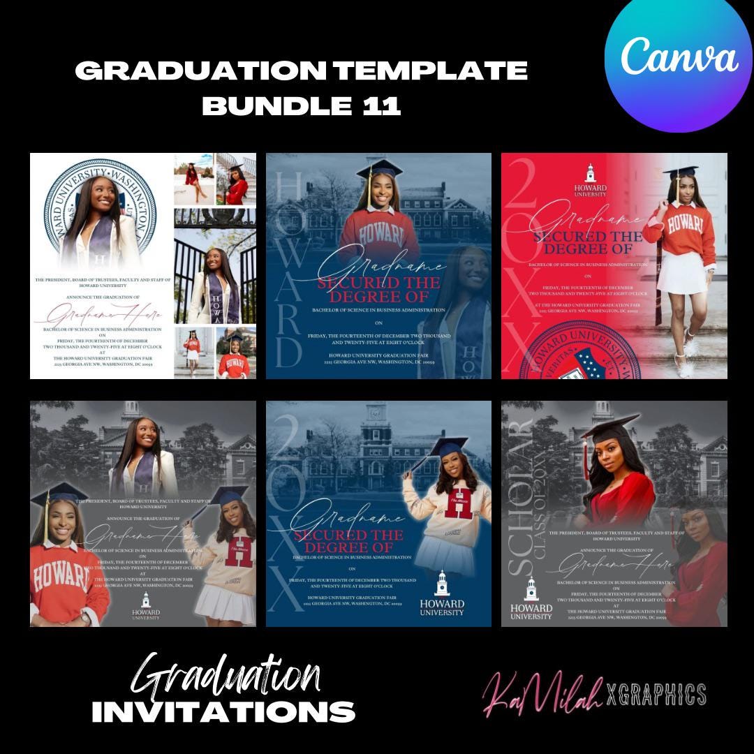 Graduation Invitation Flyer Template, Fully Editable, Multicolor ...