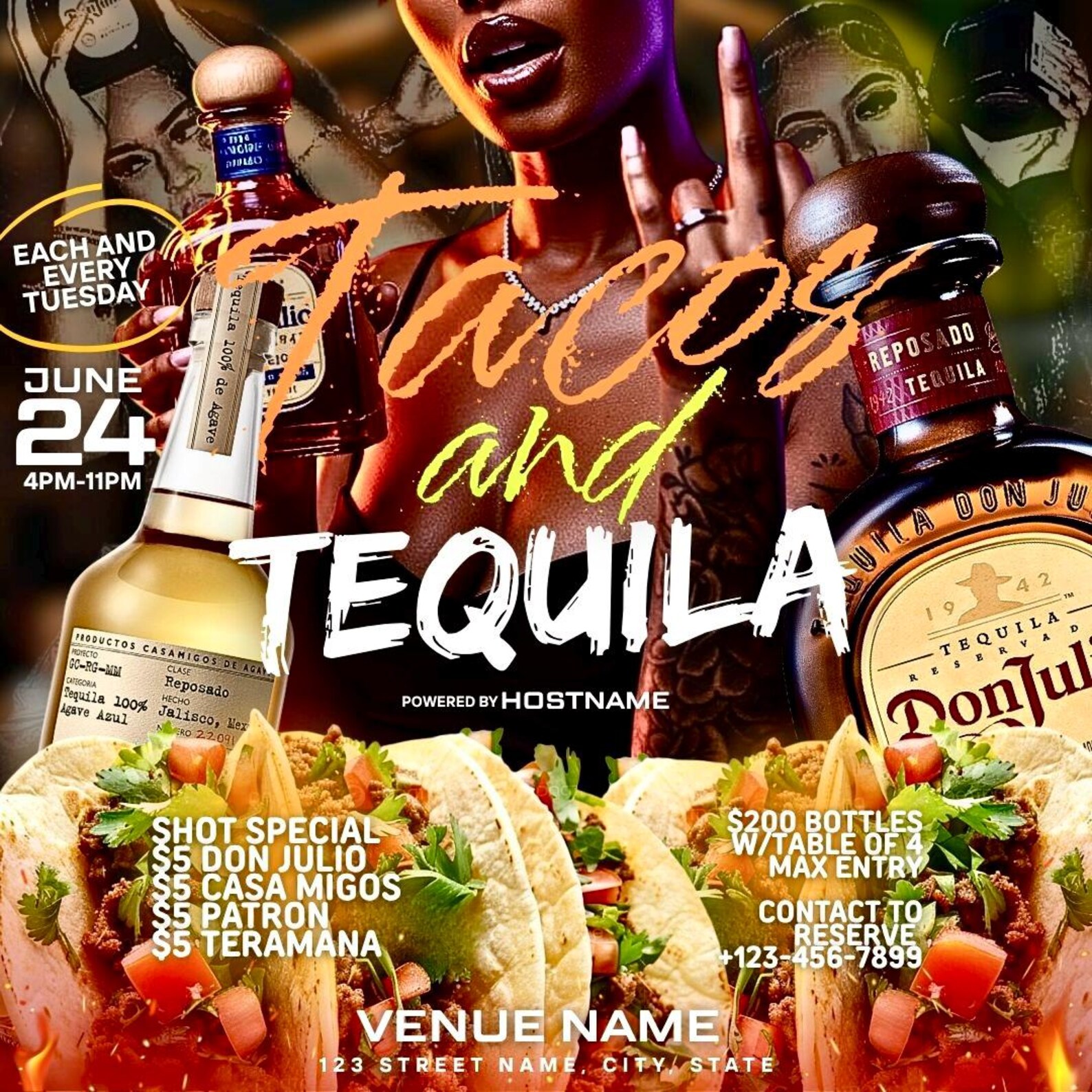 Tacos & Tequila Flyer Template, Restaurant Marketing (canva Editable ...