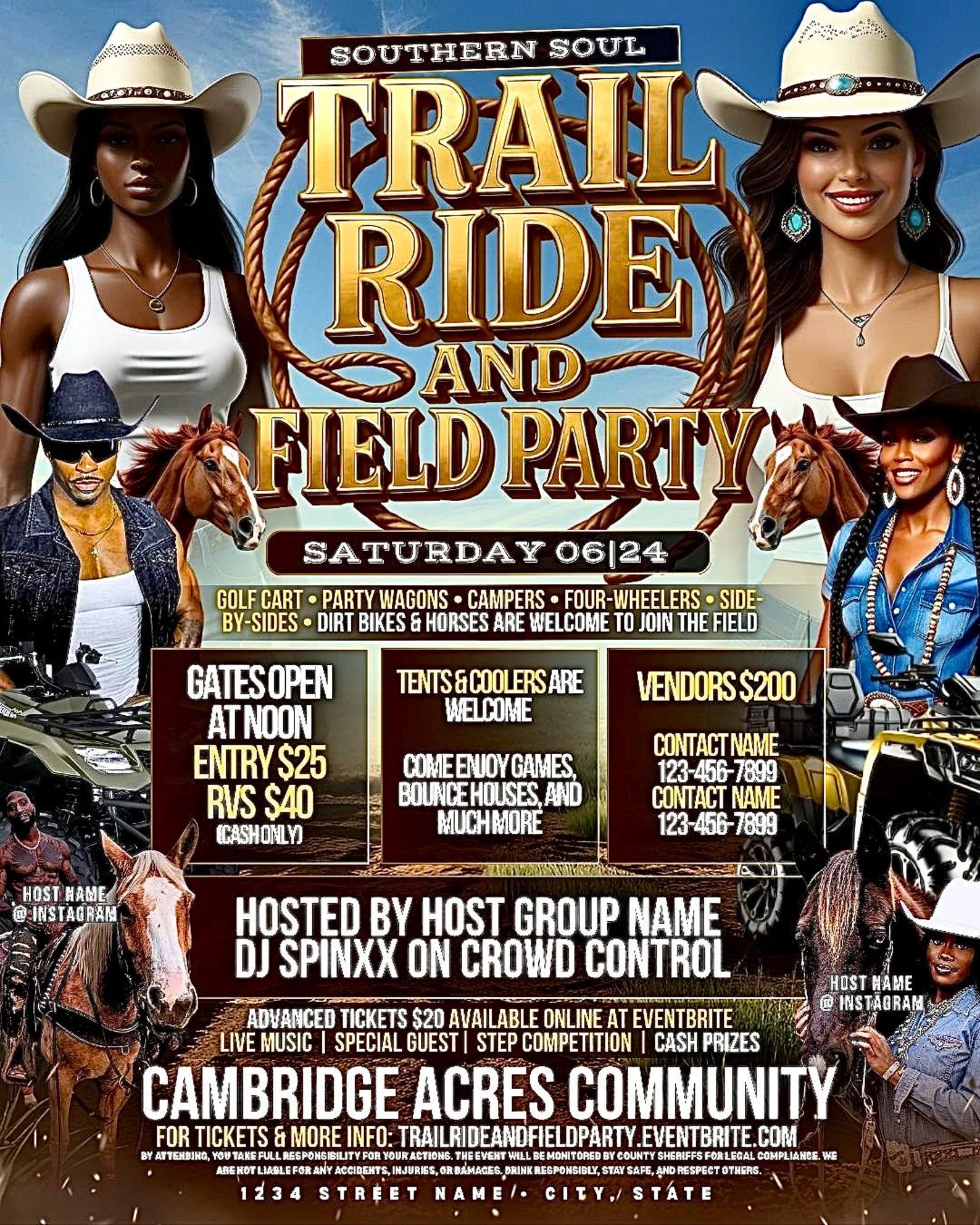 Western Party Flyer Templates, Rodeo, Trail Ride (editable Canva) - Etsy