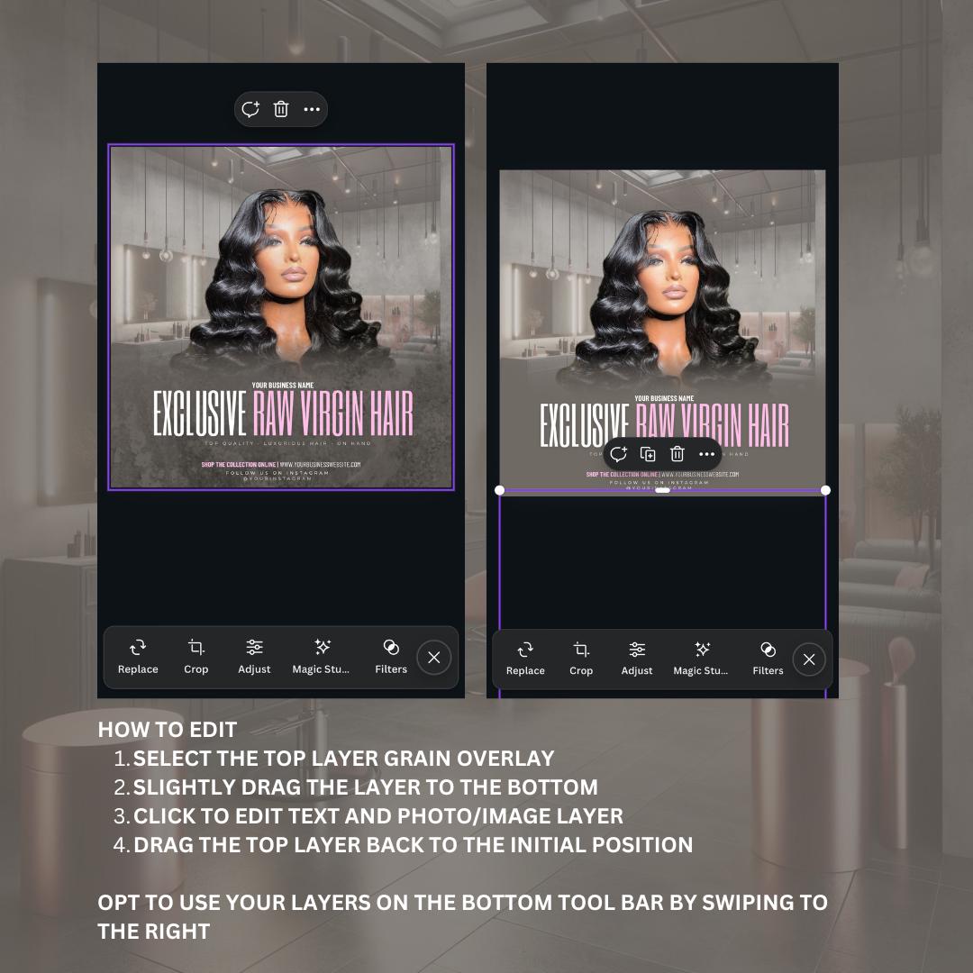 Hair Company Flyer Template Bundle, Social Media, Canva (digital ...