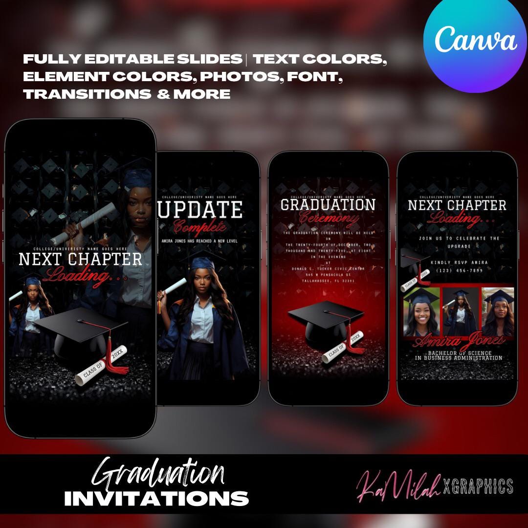 Editable Canva Graduation Invitation Template (digital Download) - Etsy