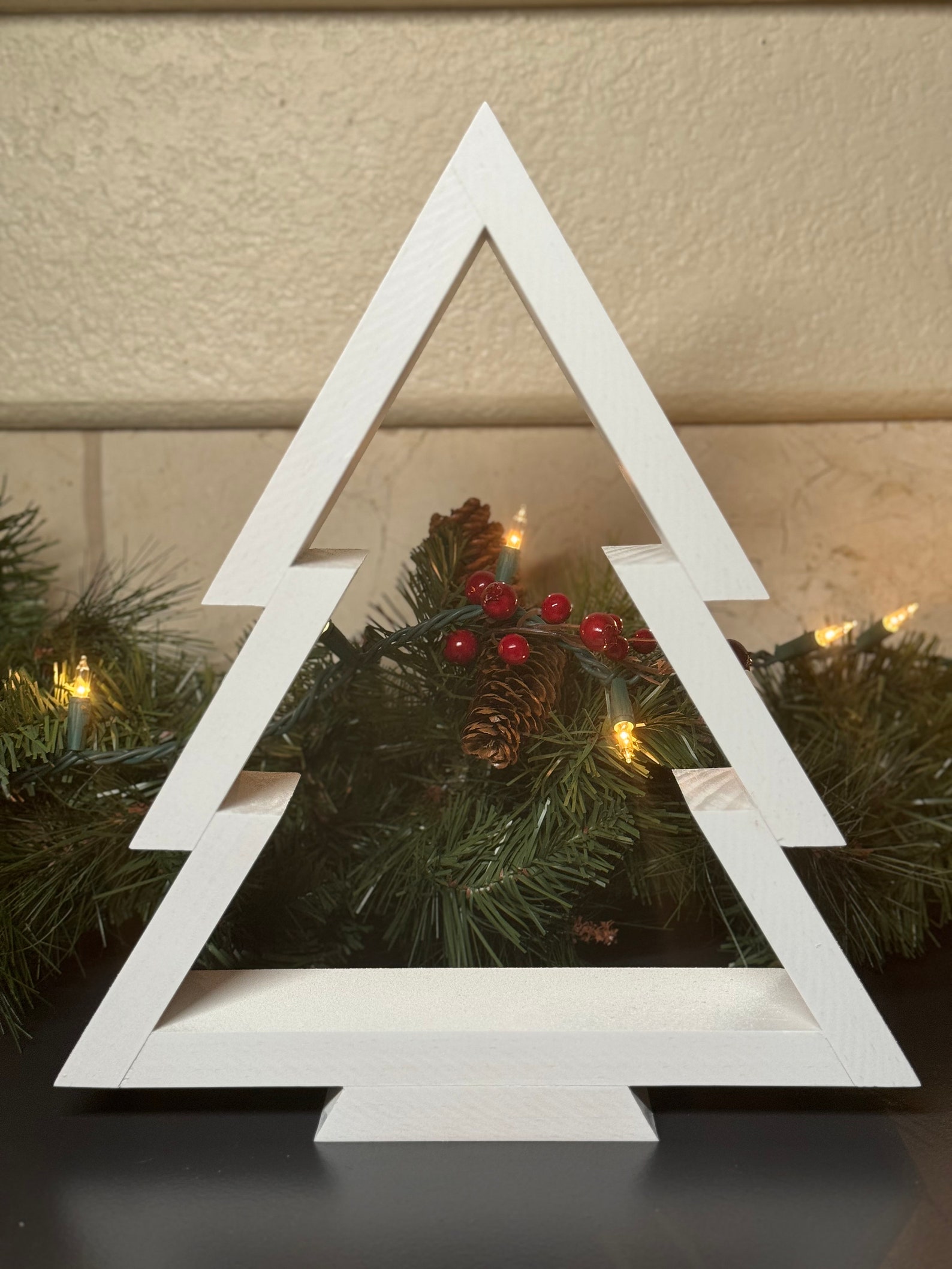 Handcrafted Wooden Christmas Tree Home Decor Reindeer White Finish - Etsy