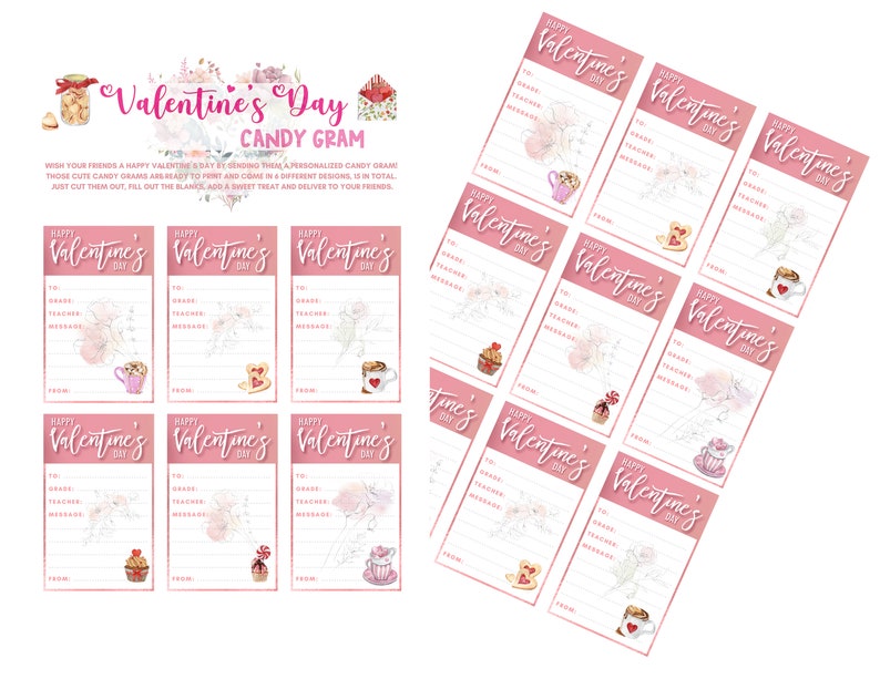 Valentine's Day Candy Gram Flyer Printable Editable PTO PTA School ...