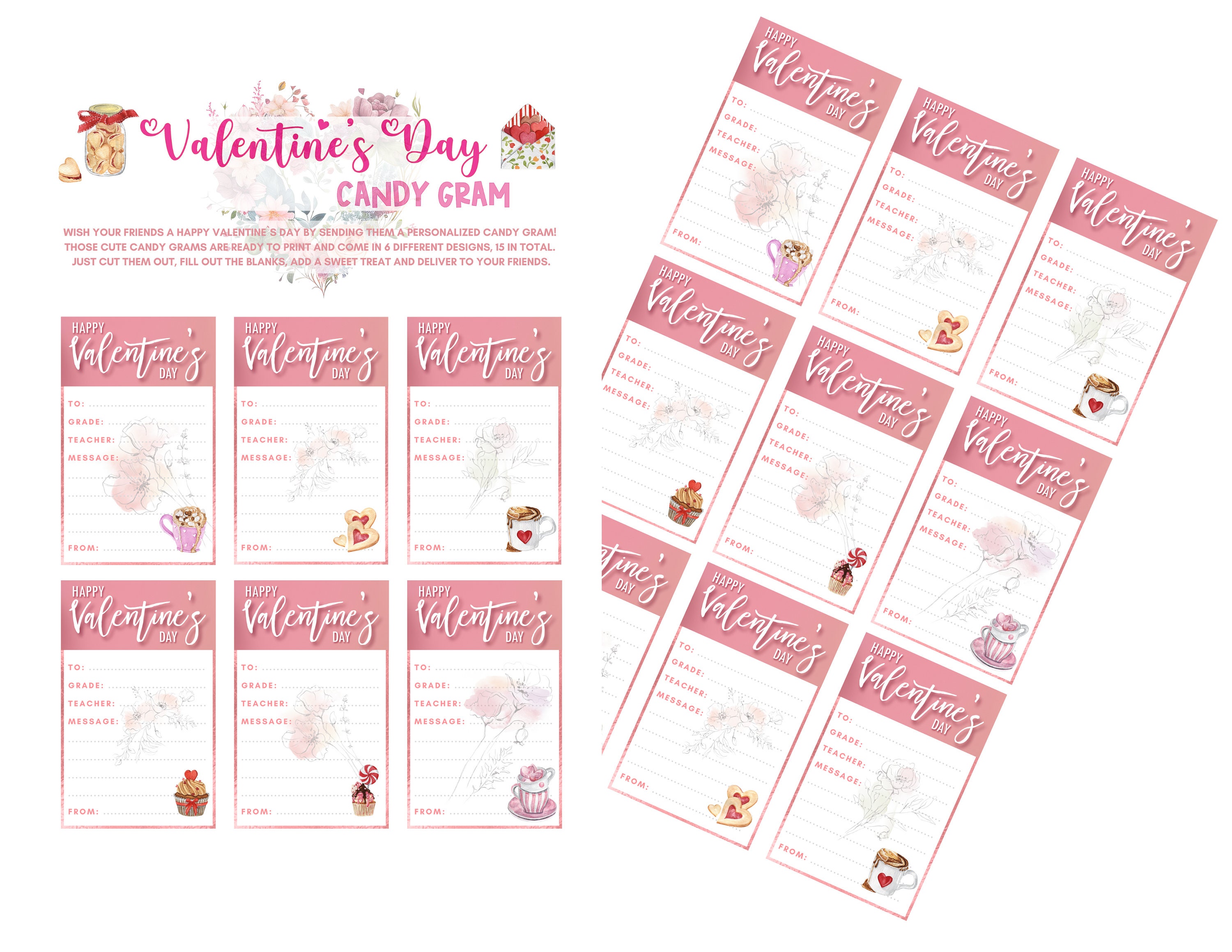 Valentine's Day Candy Gram Flyer Printable Editable PTO PTA School ...