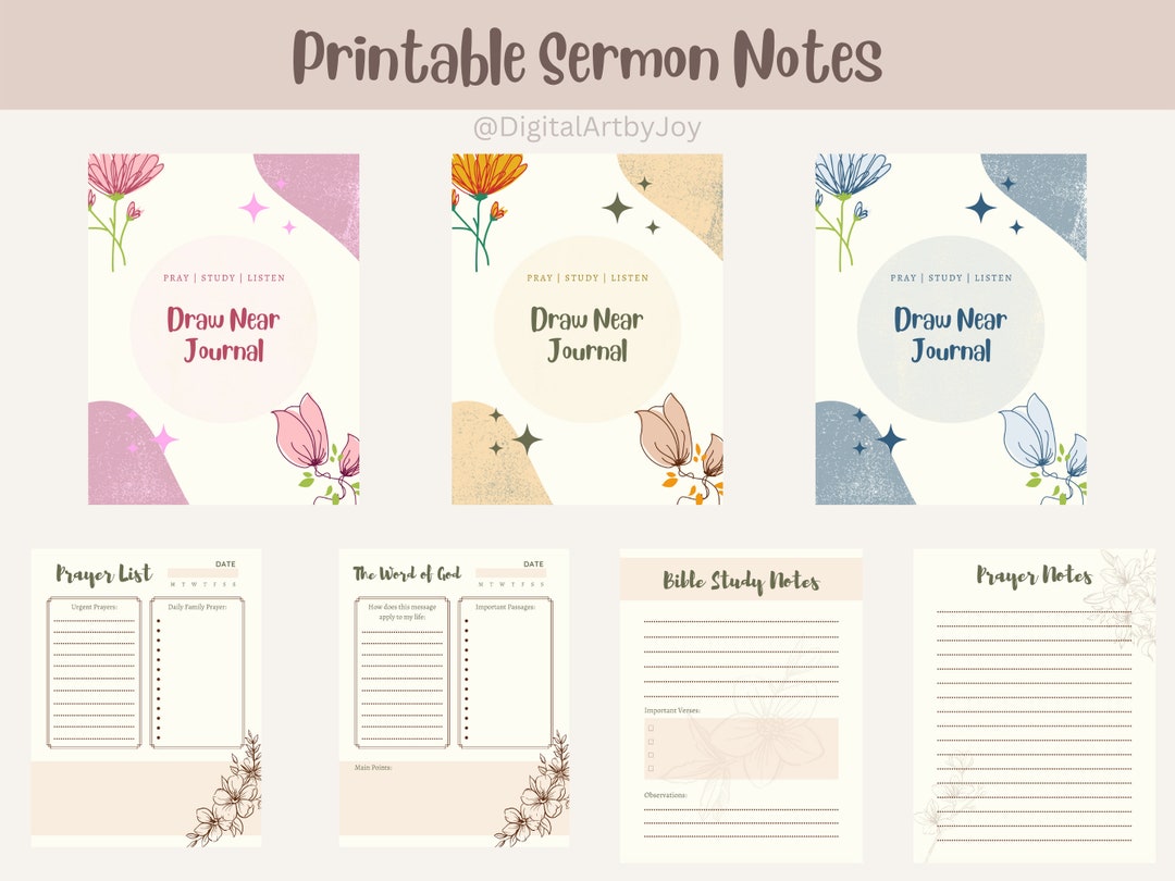Printable Sermon Notes, Print at Home Faith Planner, Scripture and ...