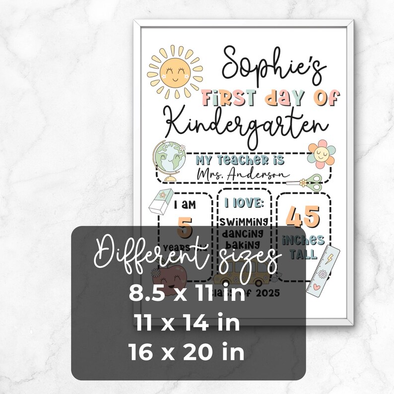 Editable First Day of Preschool Sign Template, Personalized First and ...