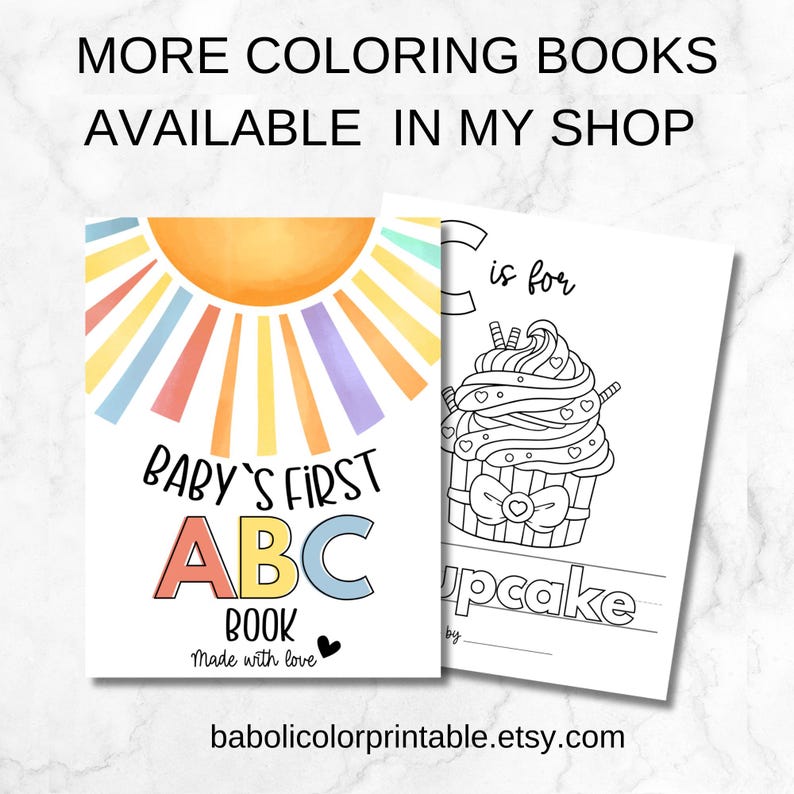 Portuguese ABC Coloring Book: Baby Shower Guest Book (PDF Printable A4 ...