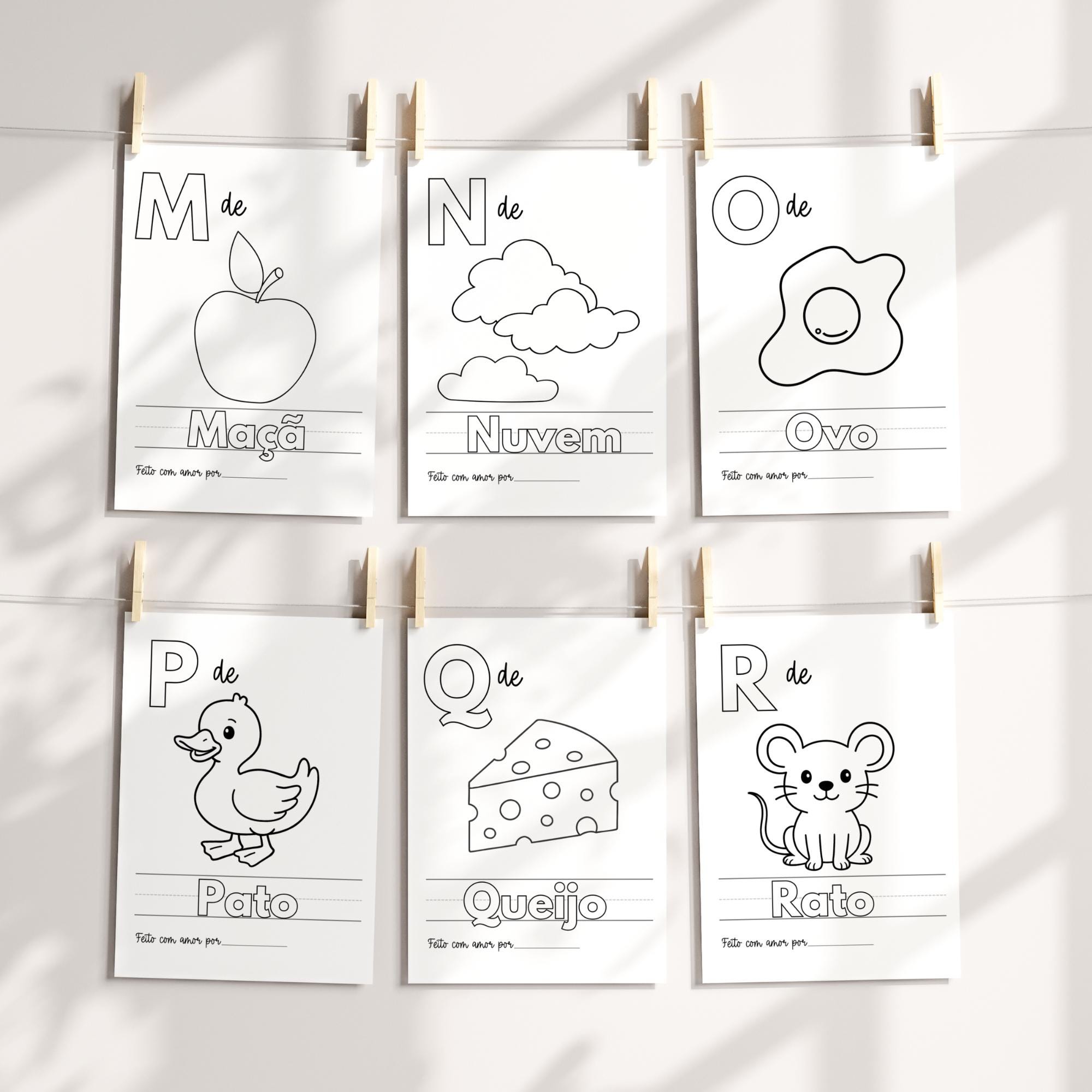 Portuguese ABC Coloring Book: Baby Shower Guest Book (PDF Printable A4 ...