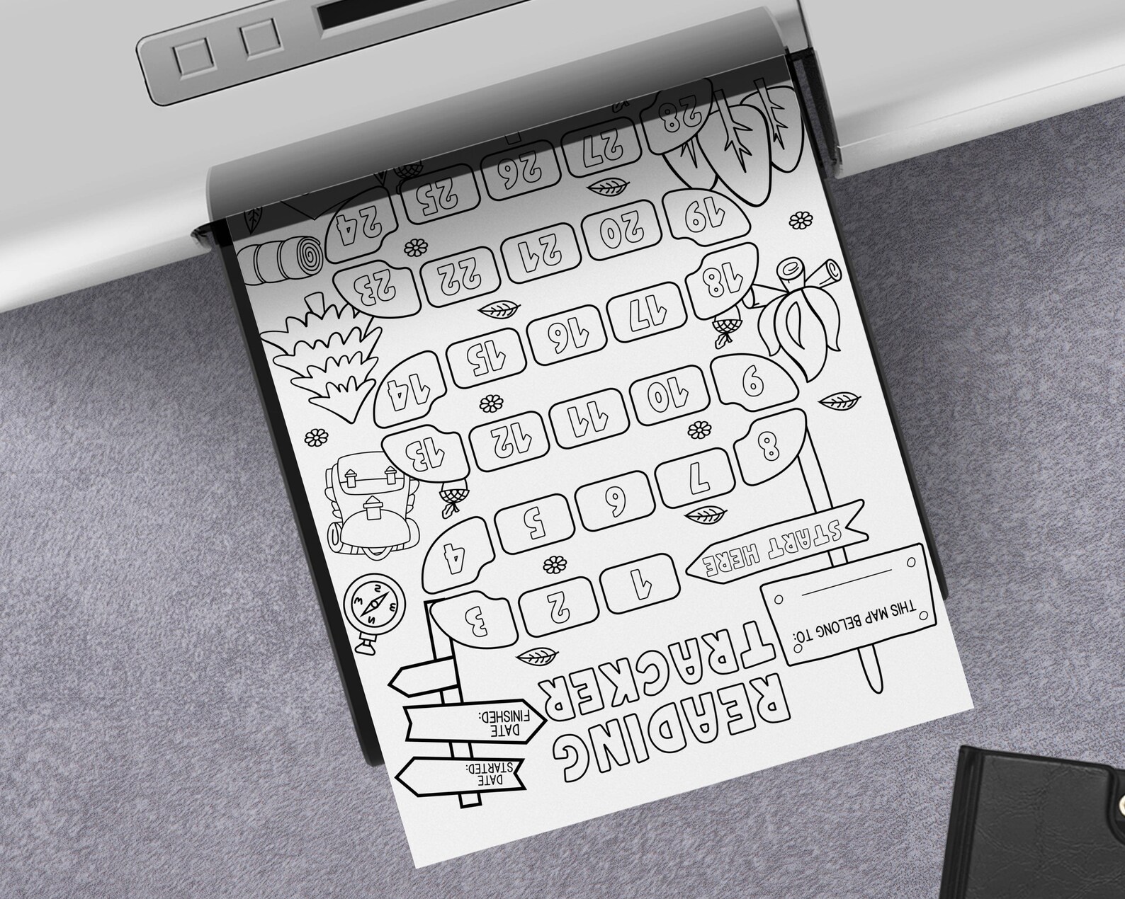 Camp Reading Tracker Printable: Kids Reading Log, Colorable Map (PDF ...