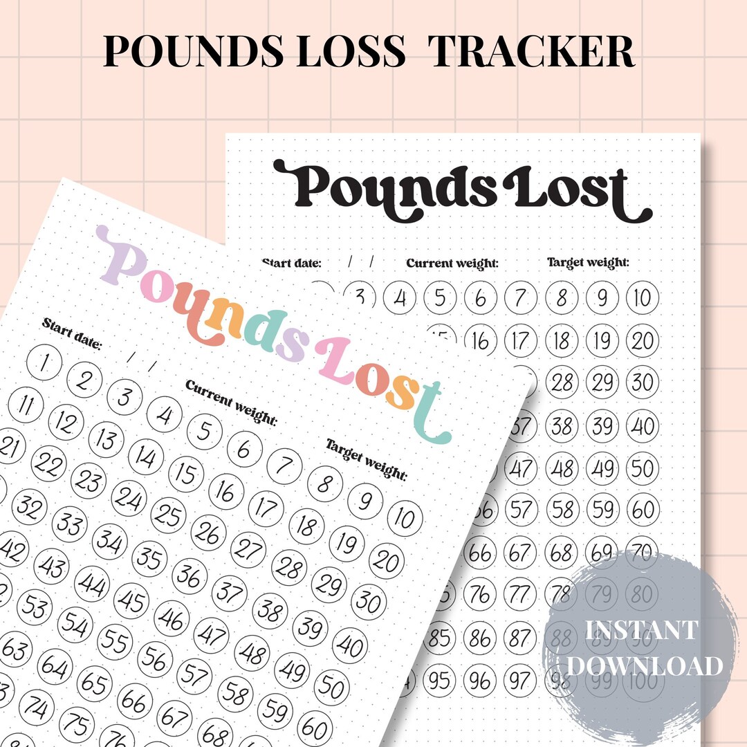 100 Pounds Lost Challenge Tracker: Weight Loss Printable (digital ...