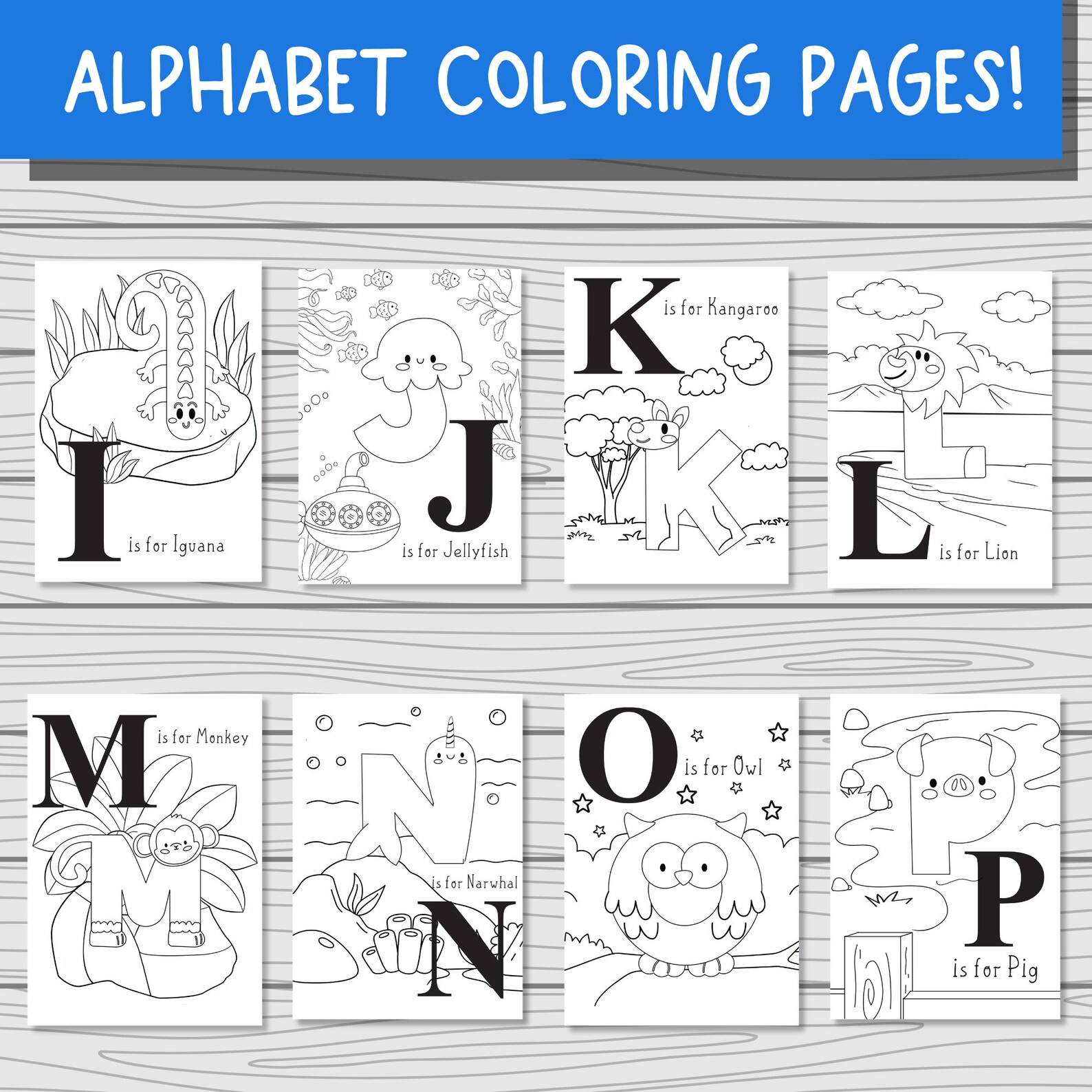 Printable Animals Alphabet Coloring Book for Kids Fun and Educational ...