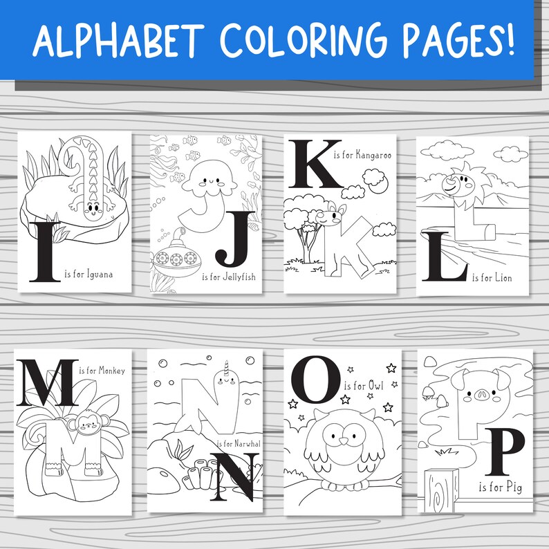 Printable Animals Alphabet Coloring Book for Kids Fun and Educational ...