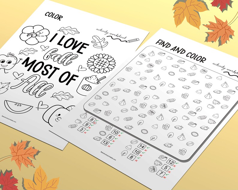 Fall Activity Bundle for Kids: Coloring Pages, Mazes (PDF Download) - Etsy