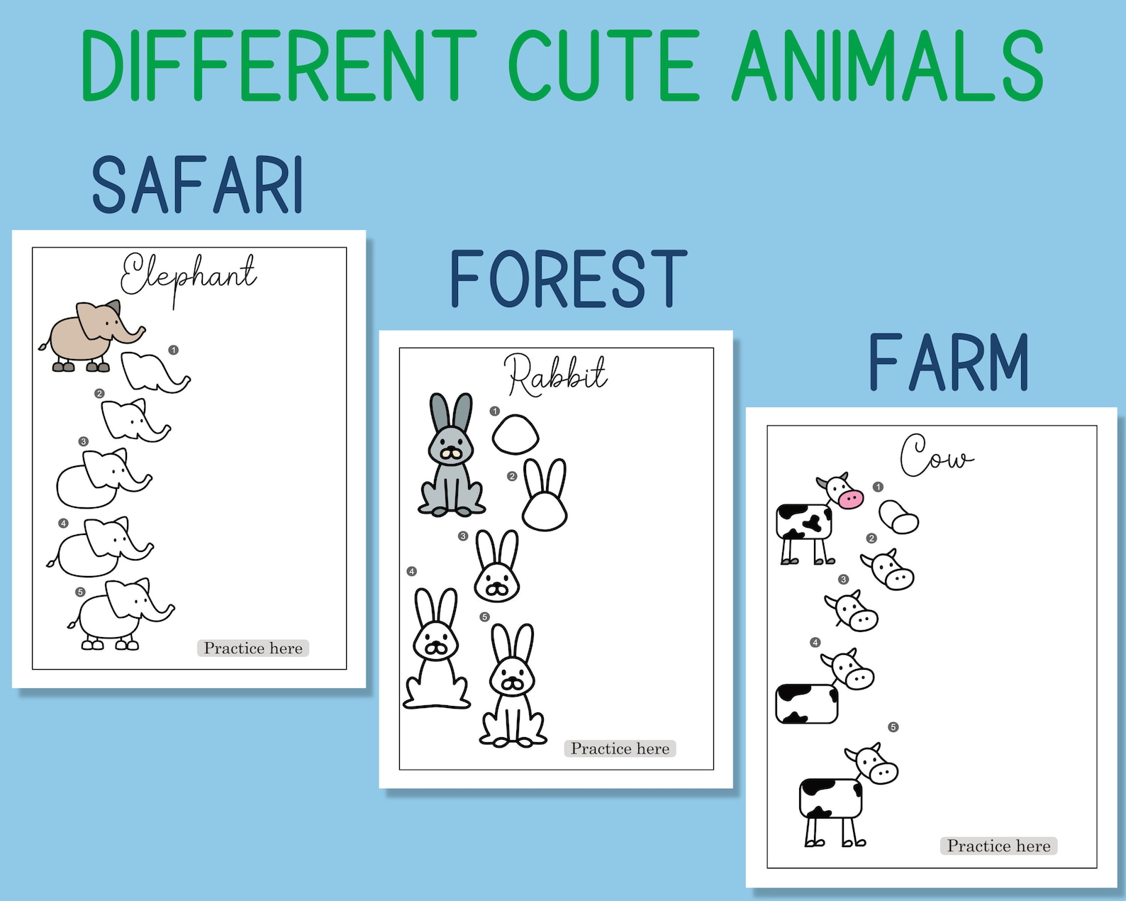 How to Draw Simple Animals for Kids, Printable Pdf Learn to Draw ...