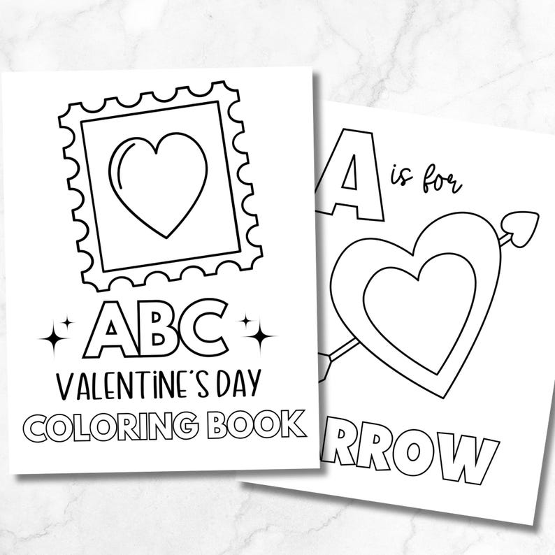 Valentine's Day Alphabet Coloring Book Printable, Valentine's Day ...