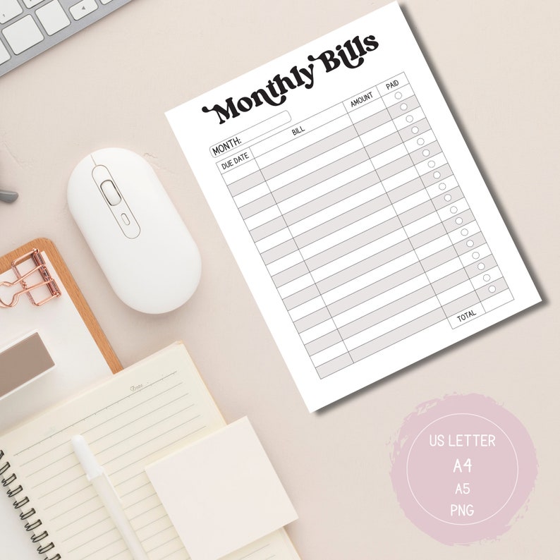 Monthly Bill Tracker Printable, Bill Pay Checklist Organizer, Utility ...