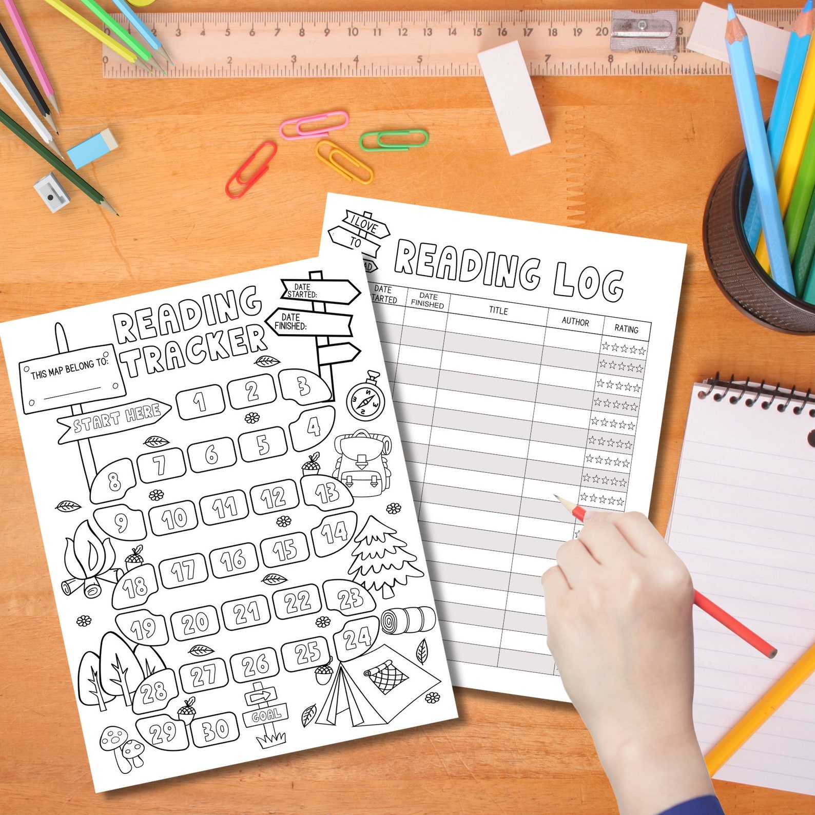 Summer Reading Tracker for Kids Printable, Reading Log and Colorable ...