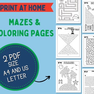 80 Mazes to Print for Kids With Solutions,fun Activities and Coloring ...