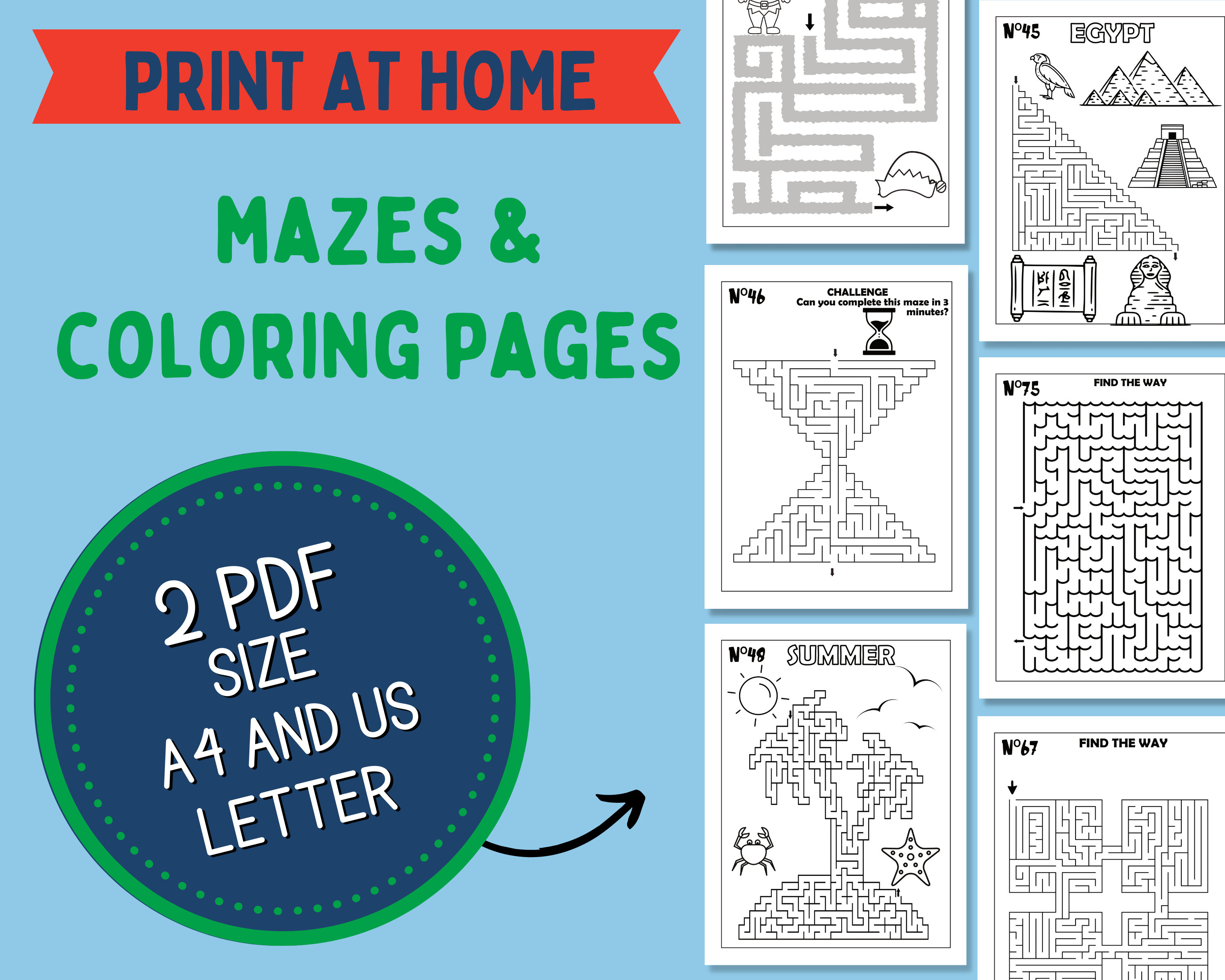 80 Mazes to Print for Kids With Solutions,fun Activities and Coloring ...