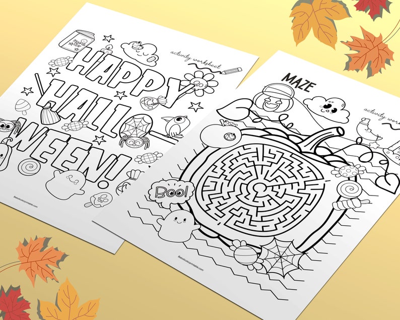 Fall Activity Bundle for Kids: Coloring Pages, Mazes (PDF Download) - Etsy