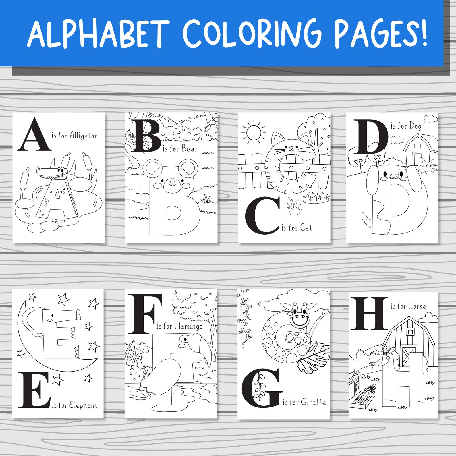 Printable Animals Alphabet Coloring Book for Kids Fun and Educational ...