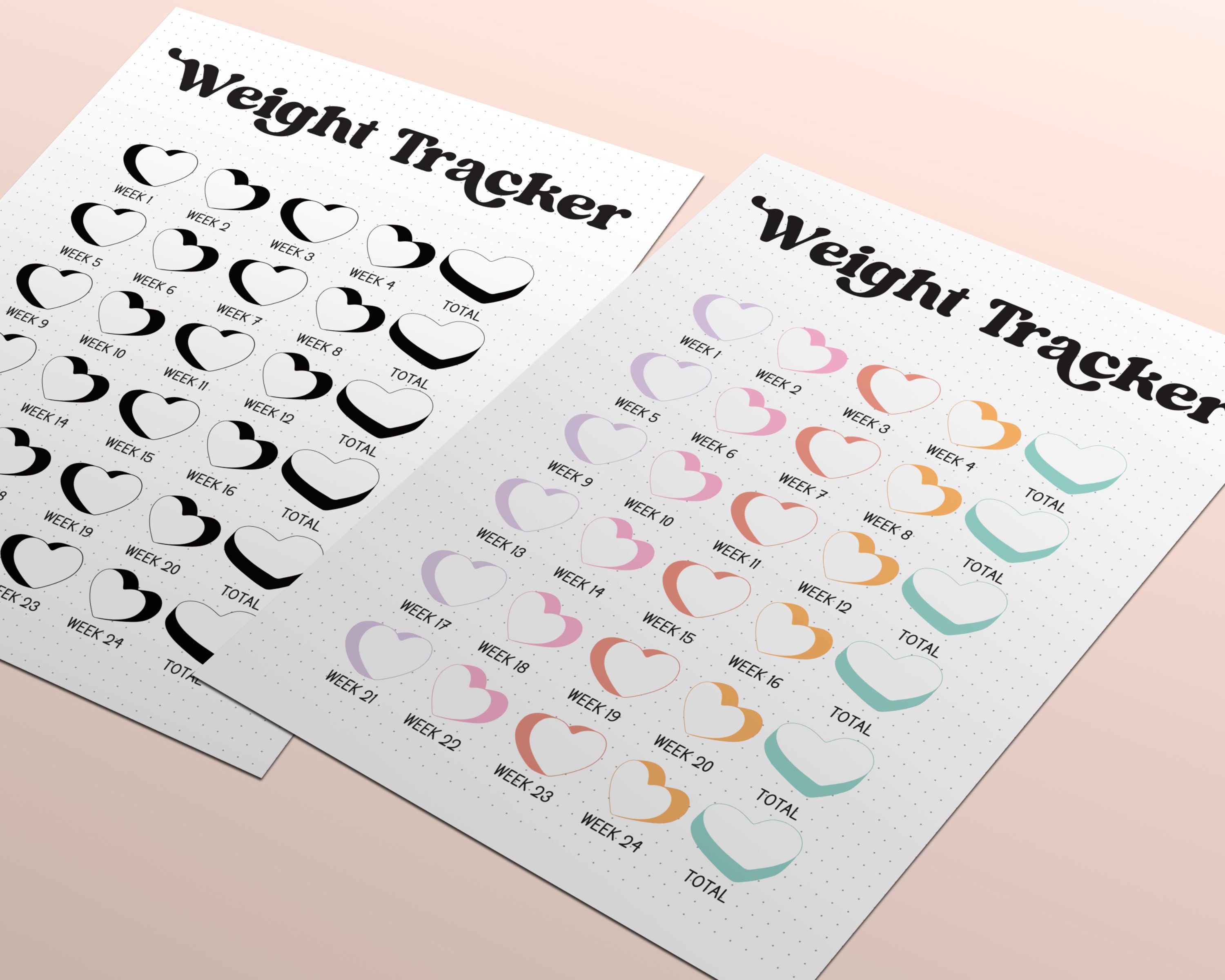 Weight Loss Tracker Printables for Motivation & Progress, Weekly Weight ...