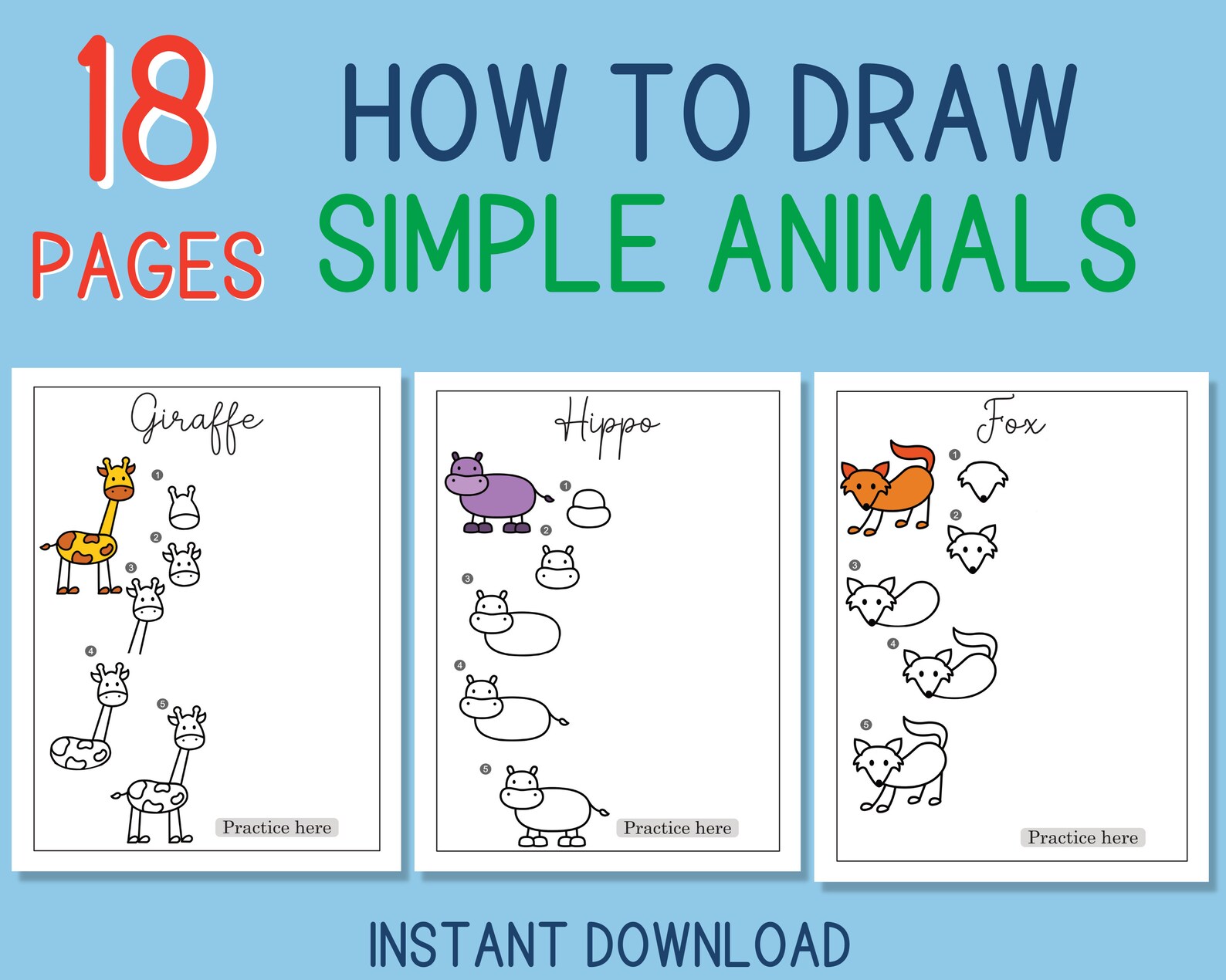 How to Draw Simple Animals for Kids Printable Pdf Learn to - Etsy