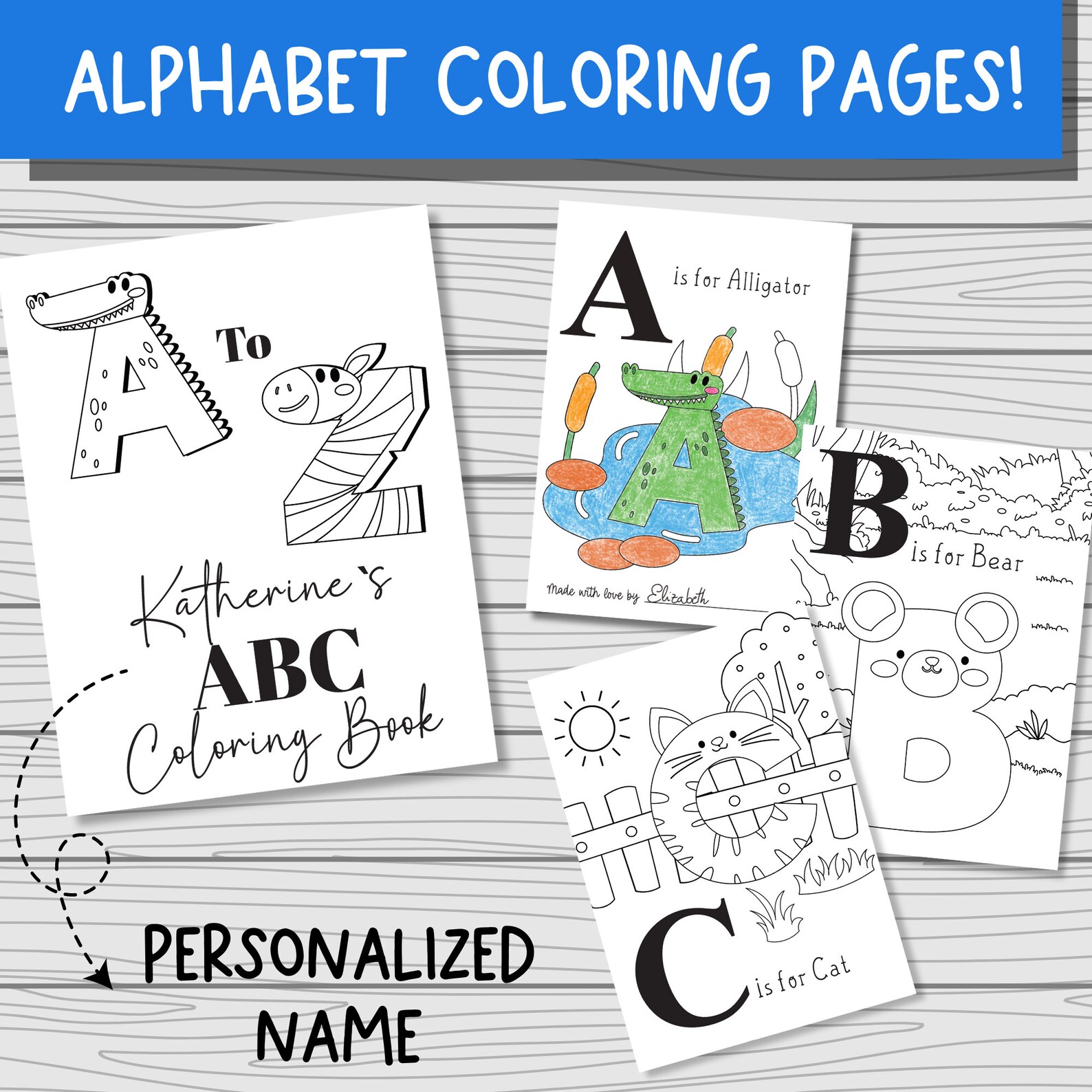 Printable Animals Alphabet Coloring Book for Kids Fun and Educational ...