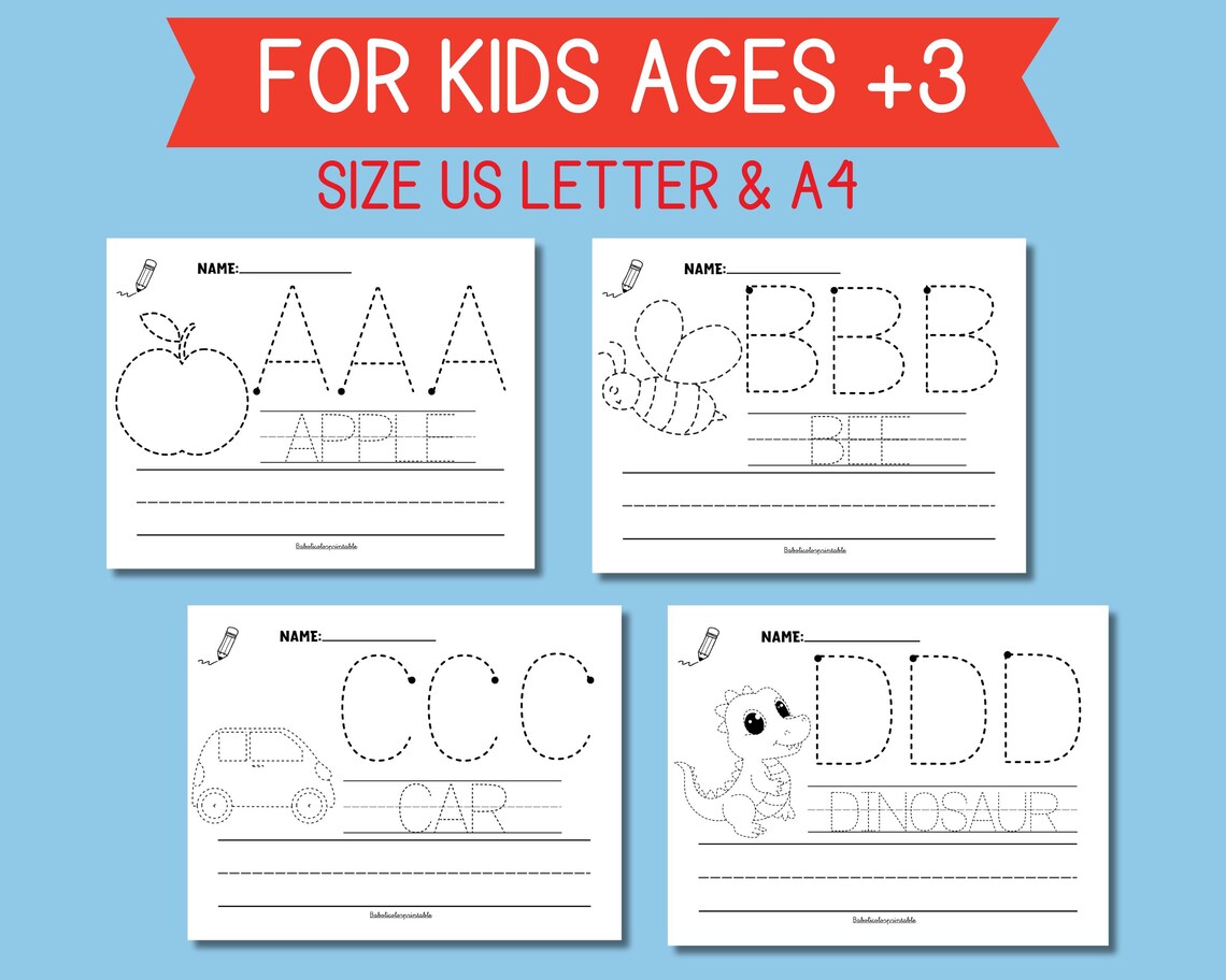 Alphabet Tracing Worksheets for Kids – Uppercase Letters Writing ...