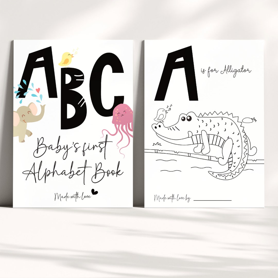 Animal Alphabet Baby Shower Coloring Book: Guest Book Alternative (PDF ...