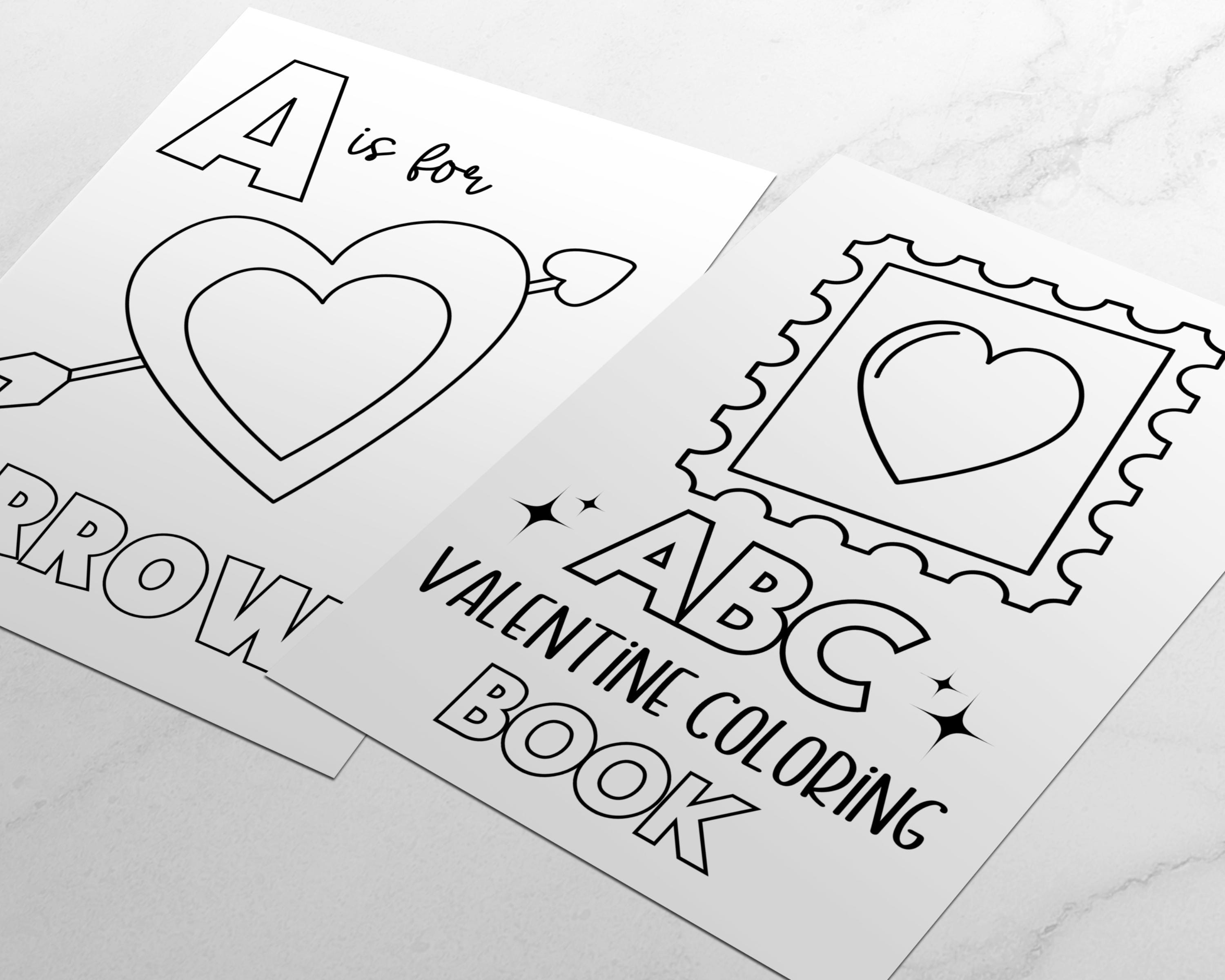 Valentine's Day Alphabet Coloring Book Printable, Valentine's Day ...