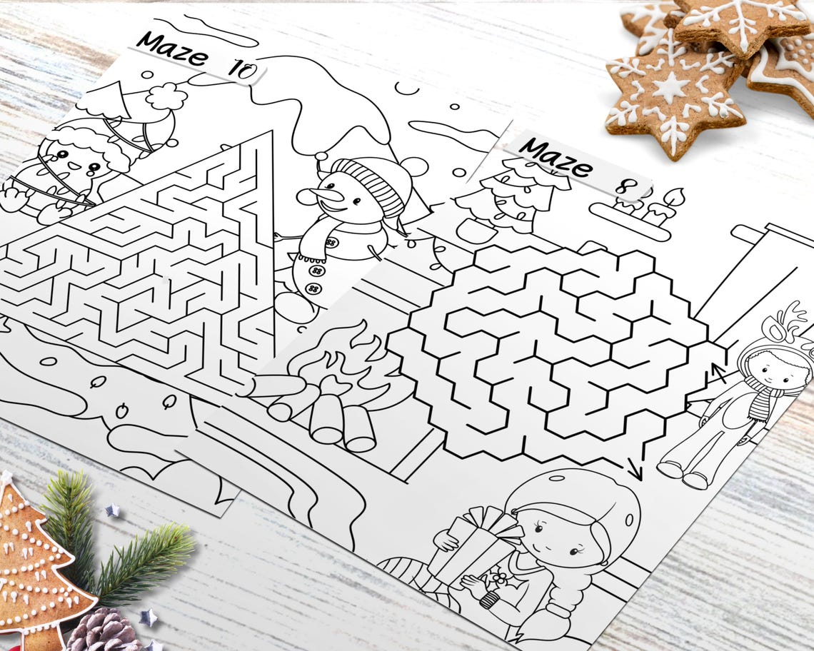 Christmas Mazes for Kids: 20 Printable Coloring Pages (digital Download ...