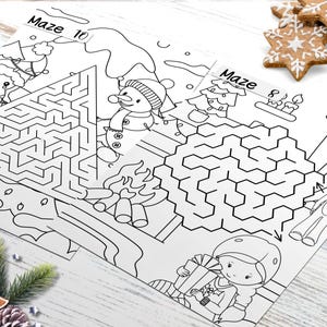 Christmas Mazes for Kids: 20 Printable Coloring Pages (digital Download ...