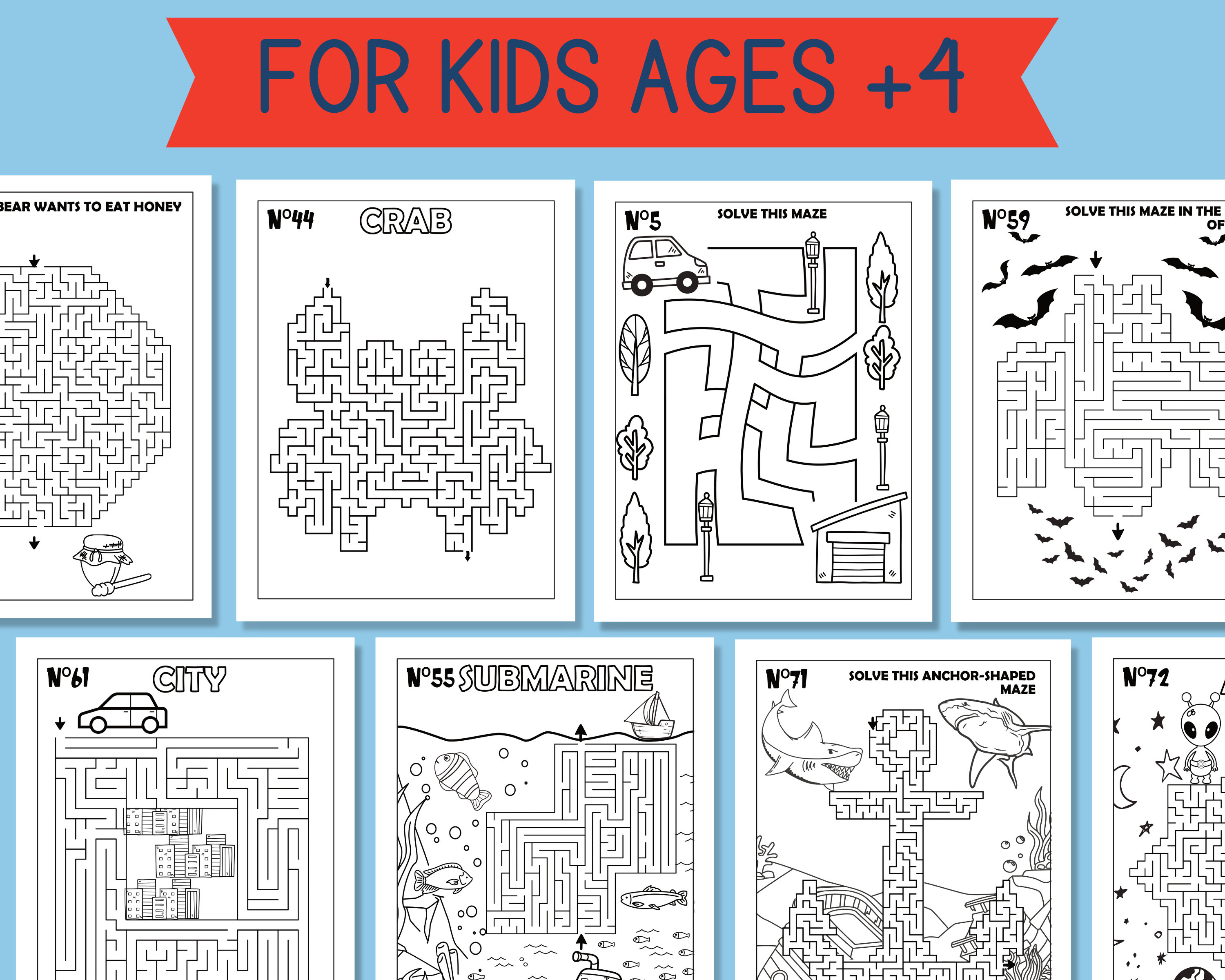 80 Mazes to Print for Kids With Solutions,fun Activities and Coloring ...