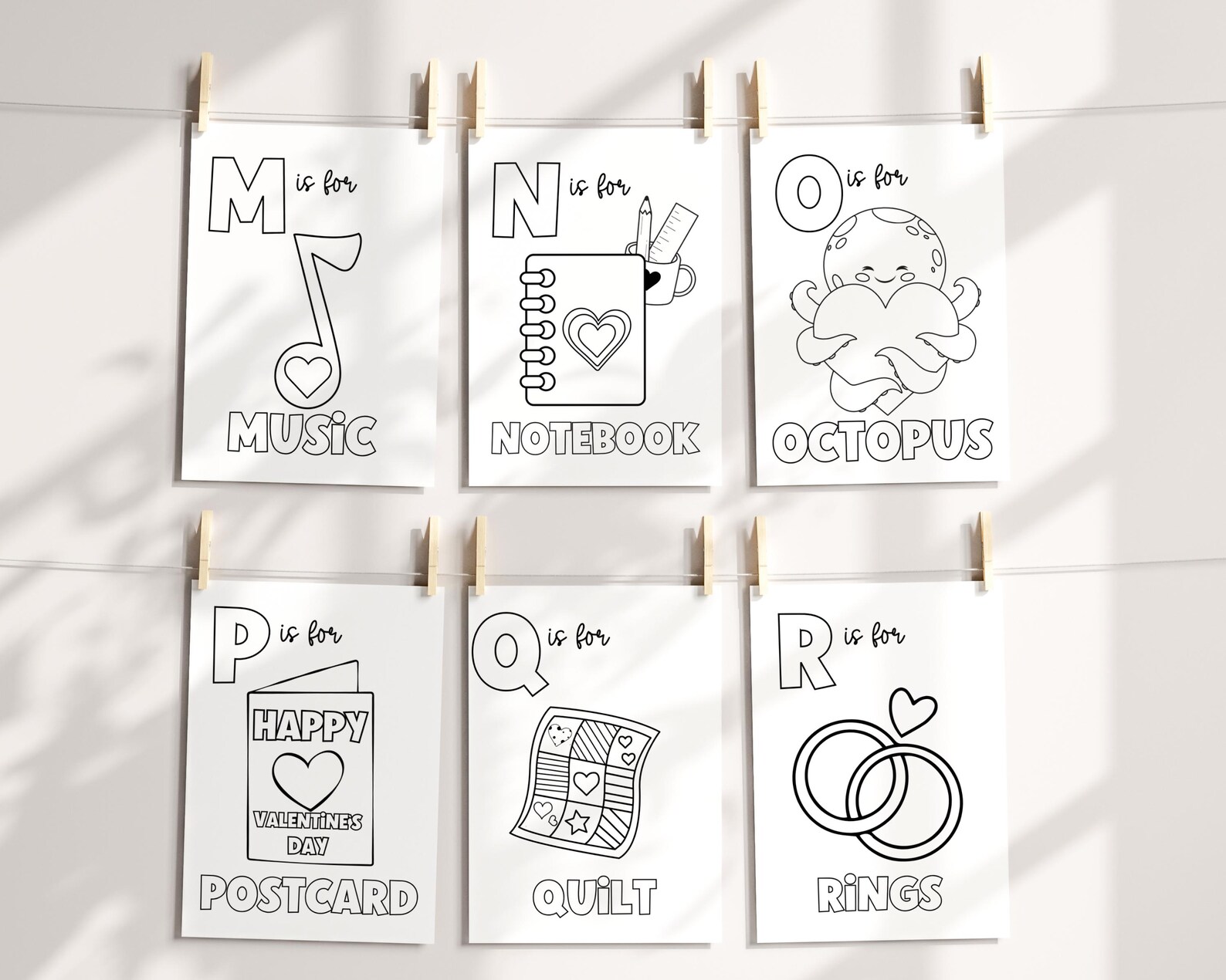 Valentine's Day Alphabet Coloring Book Printable, Valentine's Day ...