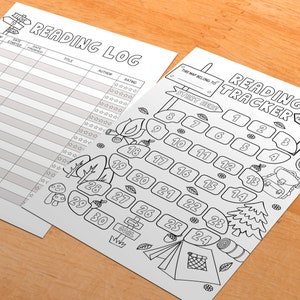 Camp Reading Tracker Printable: Kids Reading Log, Colorable Map (PDF ...