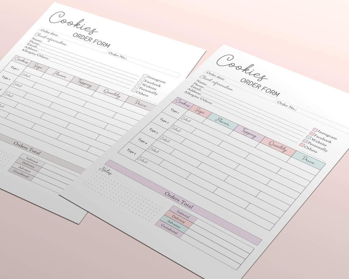 Printable Cookies Order Form, Ideal for Home-based Cookie Business ...
