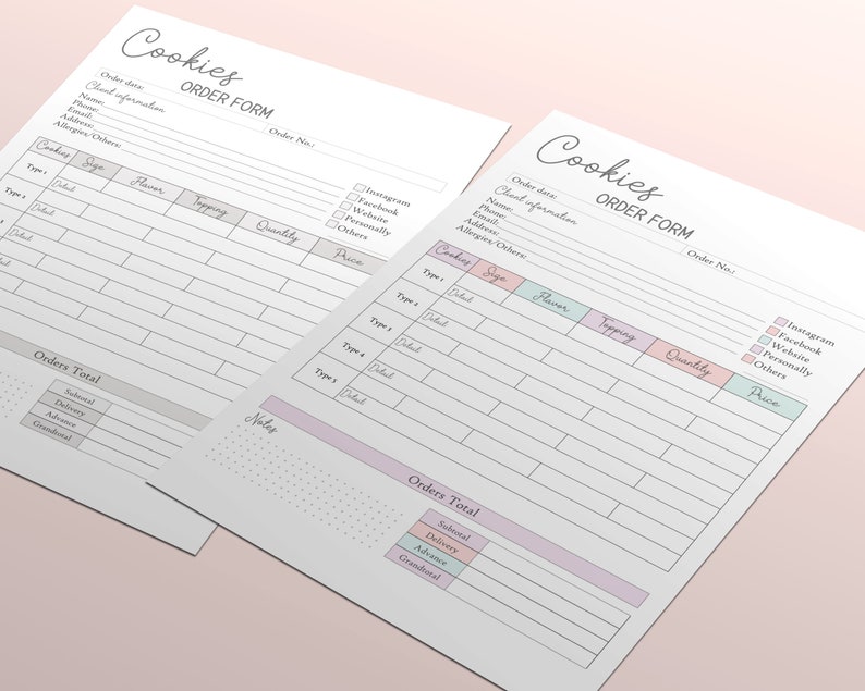 Printable Cookies Order Form, Ideal for Home-based Cookie Business ...